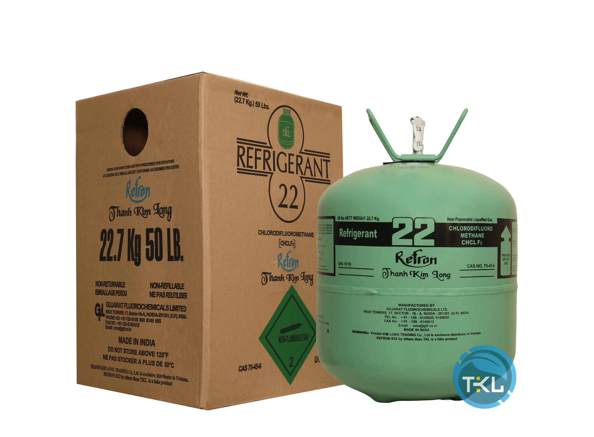 Gas lạnh Refron R22 (22.7 kg) | Thanh Kim Long - Nhà phân phối Gas Lạnh Hàng Đầu Việt Nam