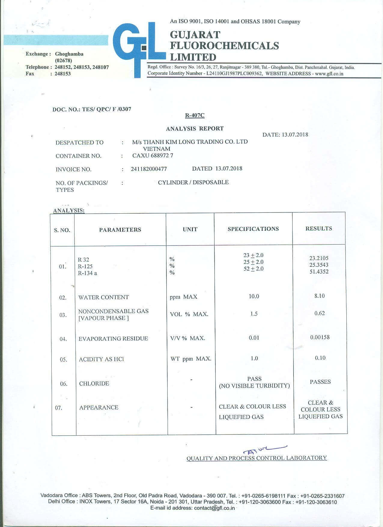 Gas Lạnh Refron R407C (11.3 KG) | Thanh Kim Long